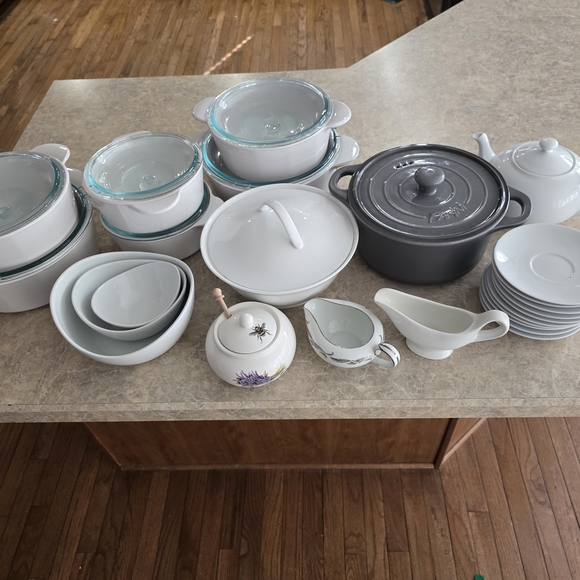 Corningware | Kitchen | Elegant White And Gray Cookware Set | Poshmark
